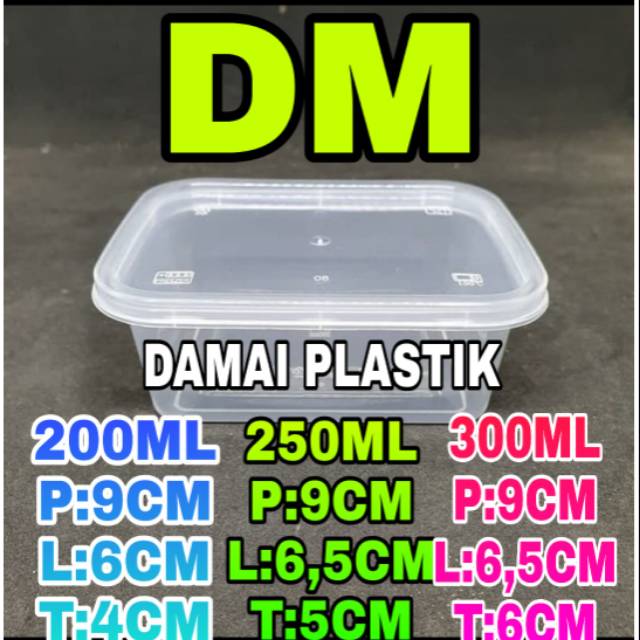 Jual Thinwall DM Kotak Makan REC Persegi panjang 200Ml 250Ml 300Ml Toples Murah 200 Ml 250 Ml ...