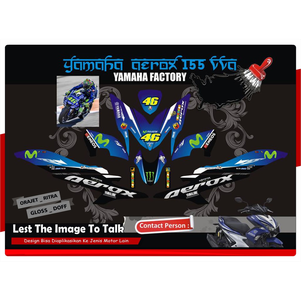 Jual Sticker Aerox 155 VVA Full body movistar rossi Costum | Shopee ...