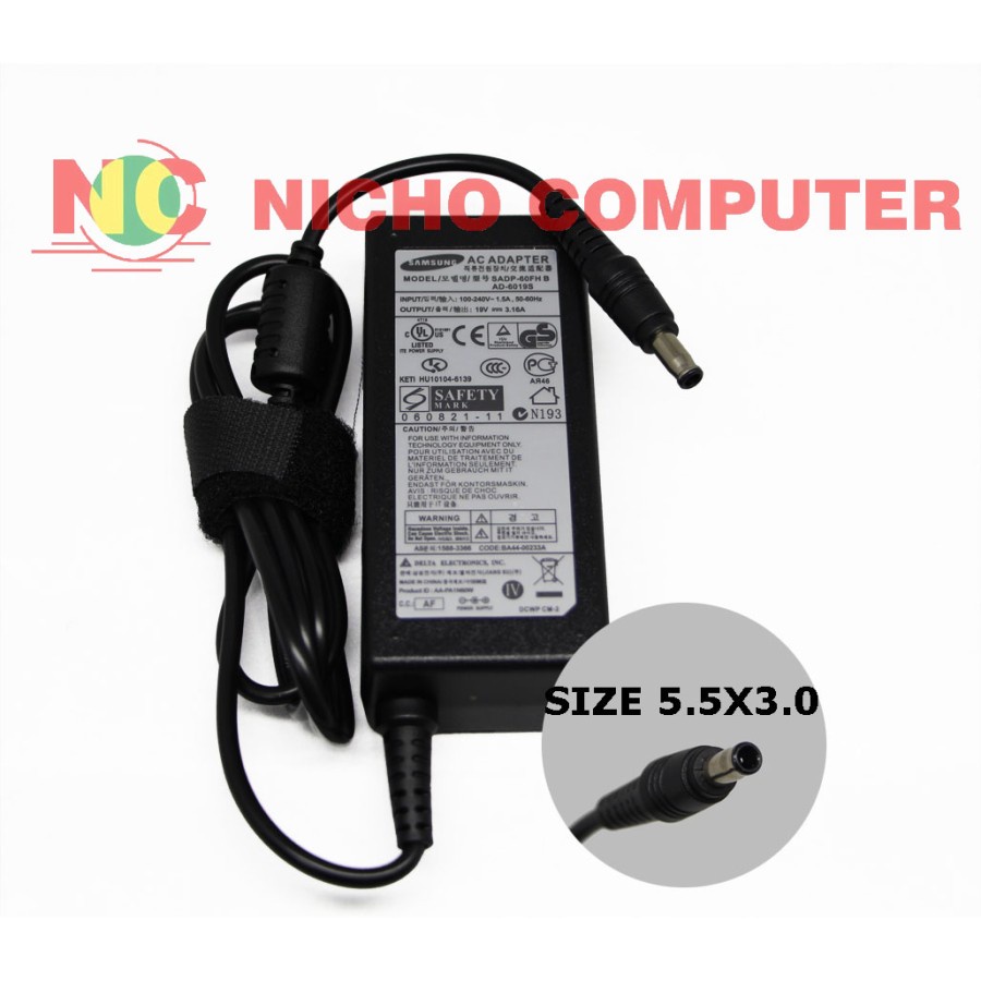 Jual Adaptor SAMSUNG 19V 3.16A (5.5**3.0) INPUT: AC 100-240V 50-60Hz ...