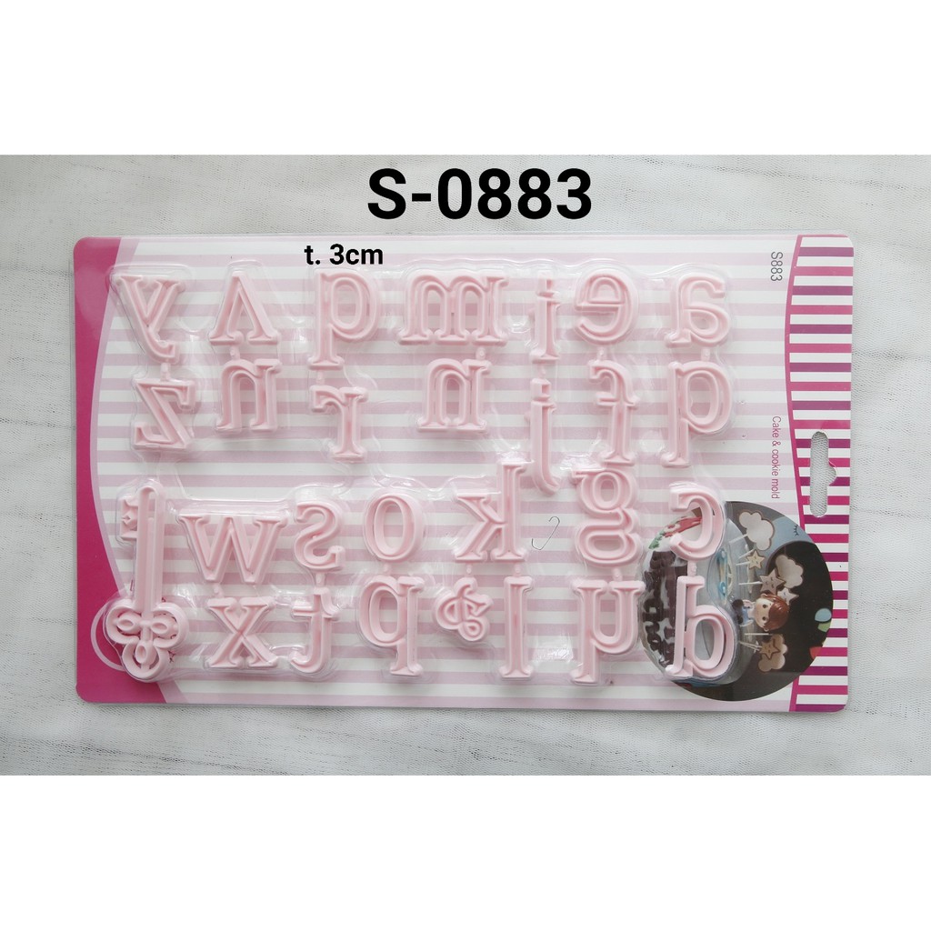 Jual S-0883 Cutter embosser fondant cutter huruf kecil abjad | Shopee ...