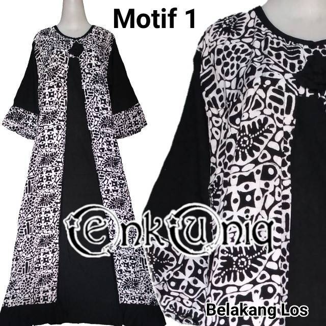 Jual Dress Batik Monokrom Cap Daster Longdress Hitam Putih Busana ...
