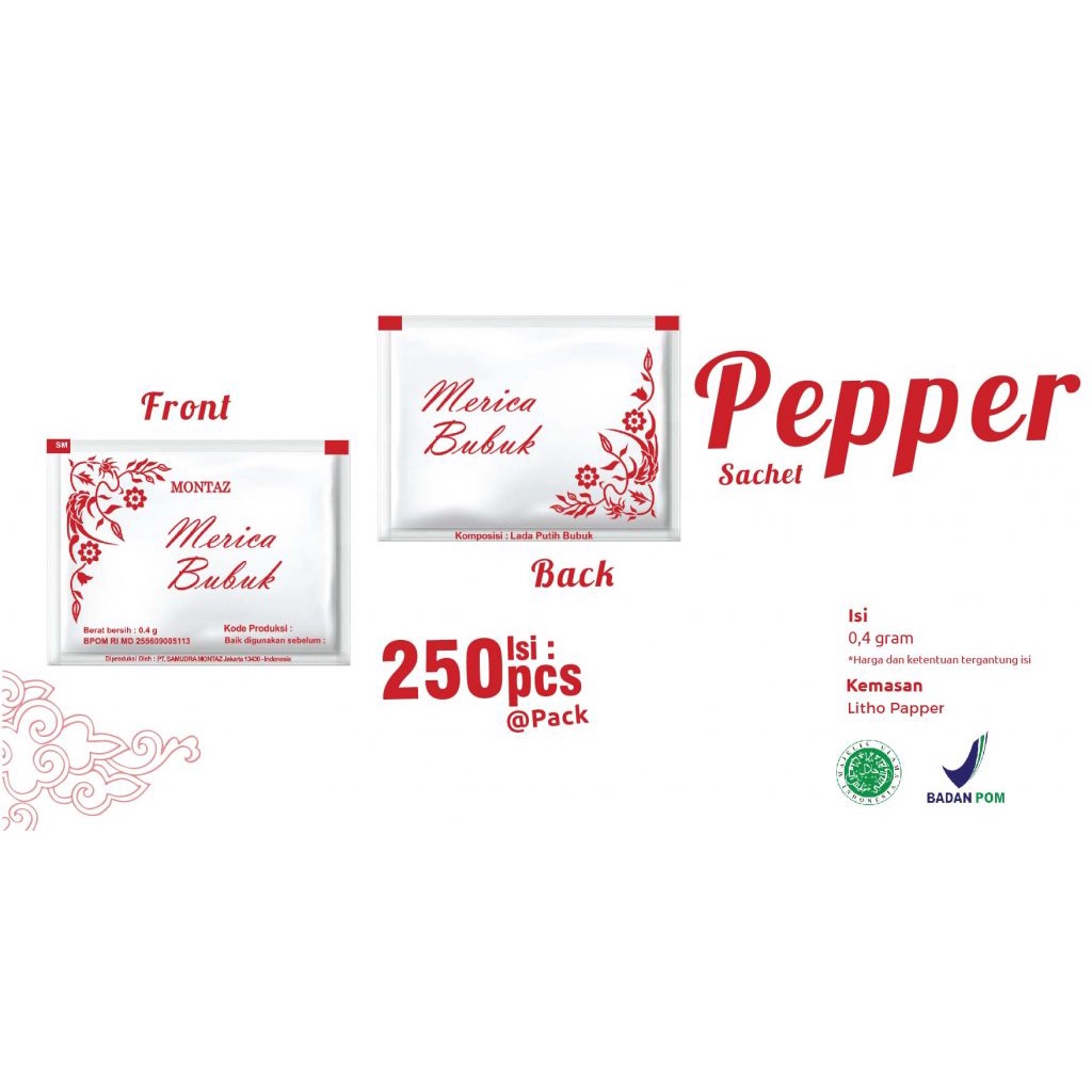 Jual Merica Bubuk Sachet (isi 250 @0.4gr) | Shopee Indonesia