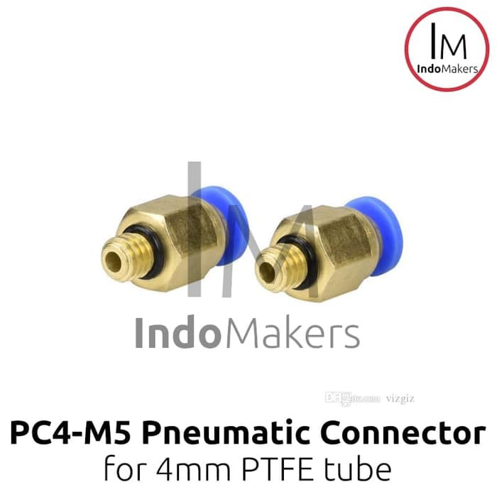Jual 3D Printer Pneumatic Connectors PC4-M5 1.75mm Bowden PTFE Tube ...