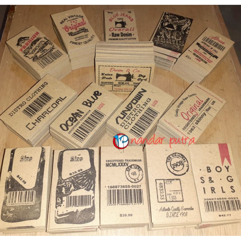 Jual (50 pcs) hangtag kaos distro/hangtag kraft/hangtag jeans | Shopee ...
