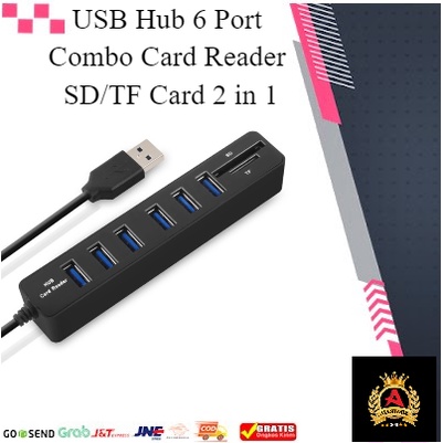 Jual USB Hub 6 Port Combo Card Reader SD/TF Card 2 in 1 | Shopee Indonesia