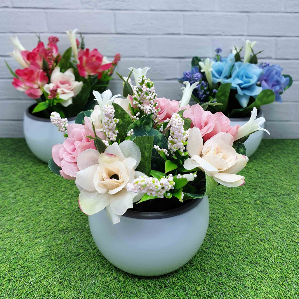 Jual Bunga Plastik + Pot tinggi 14 cm / Bunga Palsu/ Bunga Artificial/ Bunga Pot/ Bunga Dekorasi ...