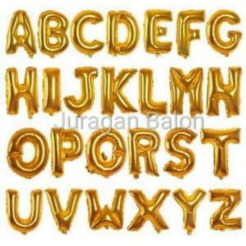 Jual Balon huruf foil gold 40cm/ Balon huruf Gold | Shopee Indonesia