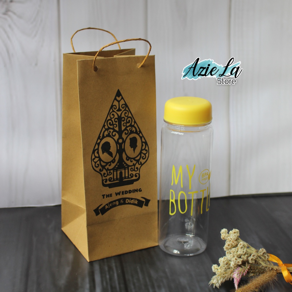 Jual paper bag botol minum free sablon / my bottle / paper bag ukuran ...