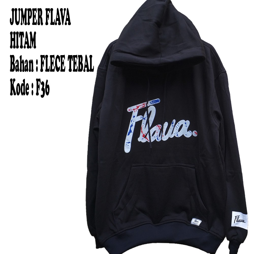 Jual JUMPER HOODIE FLAVA SABLON TANGAN HITAM T36 | Shopee Indonesia