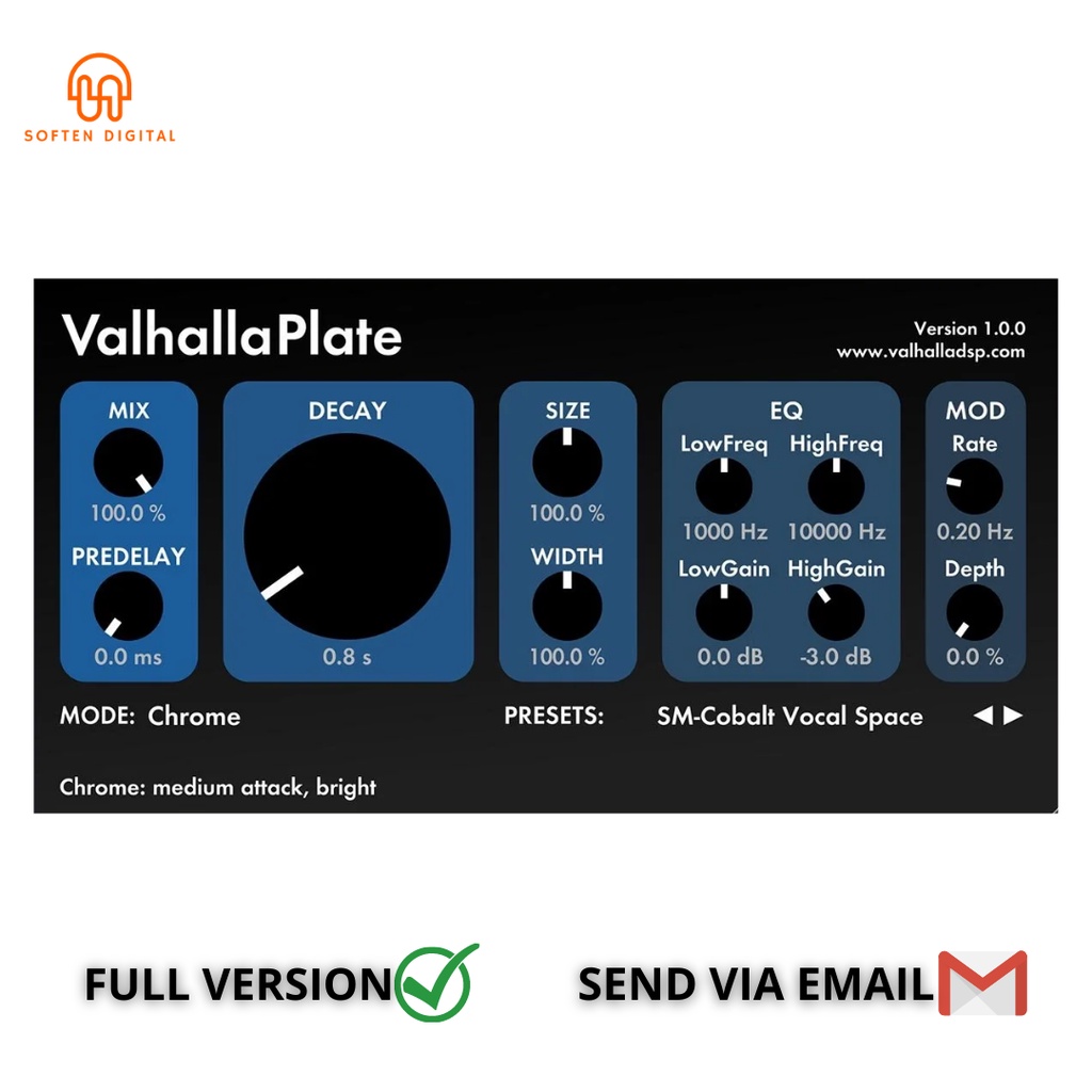 Jual Valhalla DSP Plate 1 VST Plugin algorithmic take on the classic ...