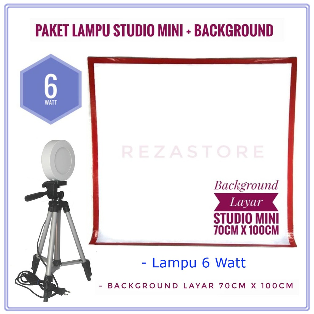 Jual Foto Studio Mini Paket Lampu 6 Watt Bulat Tripod Dan Background ...