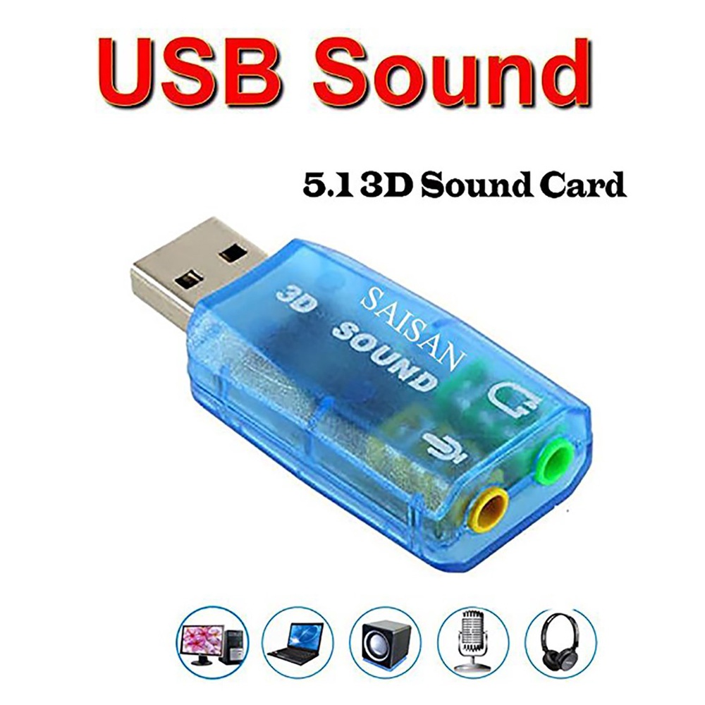 Jual USB Sound Adapter 3D 5.1 Channel External Soundcard Audio | Shopee Indonesia