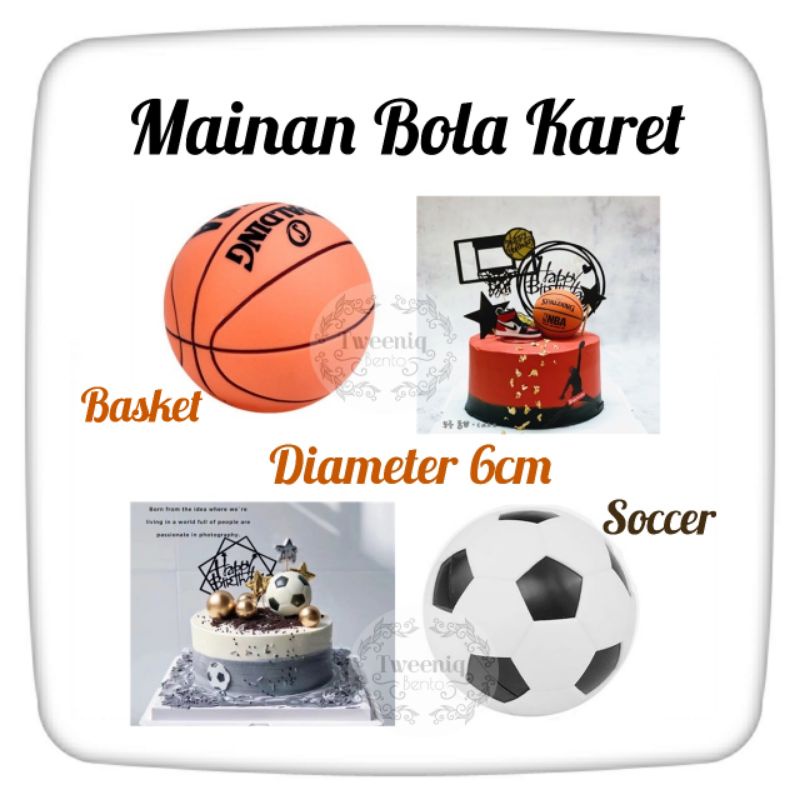 Jual Mainan bola karet cake topper bola basket soccer sepak hiasan kue ...