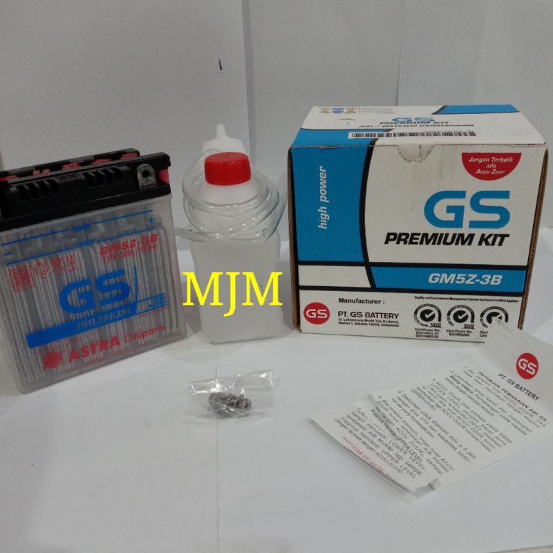 Jual ACCU/AKI MOTOR GS PREMIUM KIT GM5Z-3B (BASAH/AIR) | Shopee Indonesia