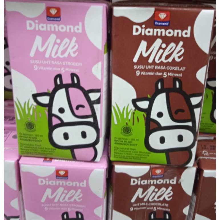 Jual Diamond Milk Susu UHT Rasa Strawberry dan Cokelat 125 Ml | Shopee Indonesia