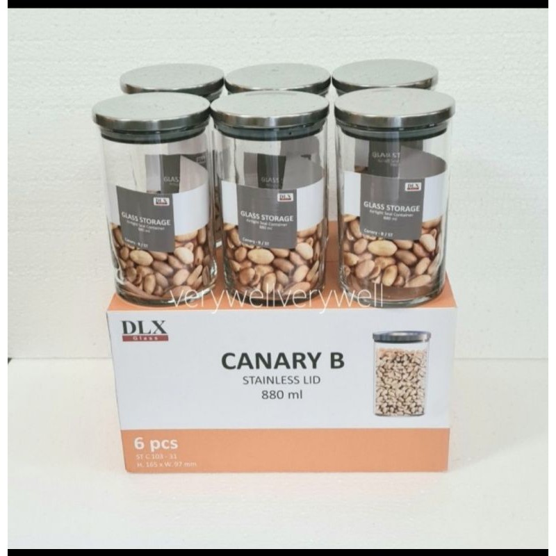 Jual toples kaca bulat Canary B tutup stainless 880 ml 6 pcs | Shopee Indonesia