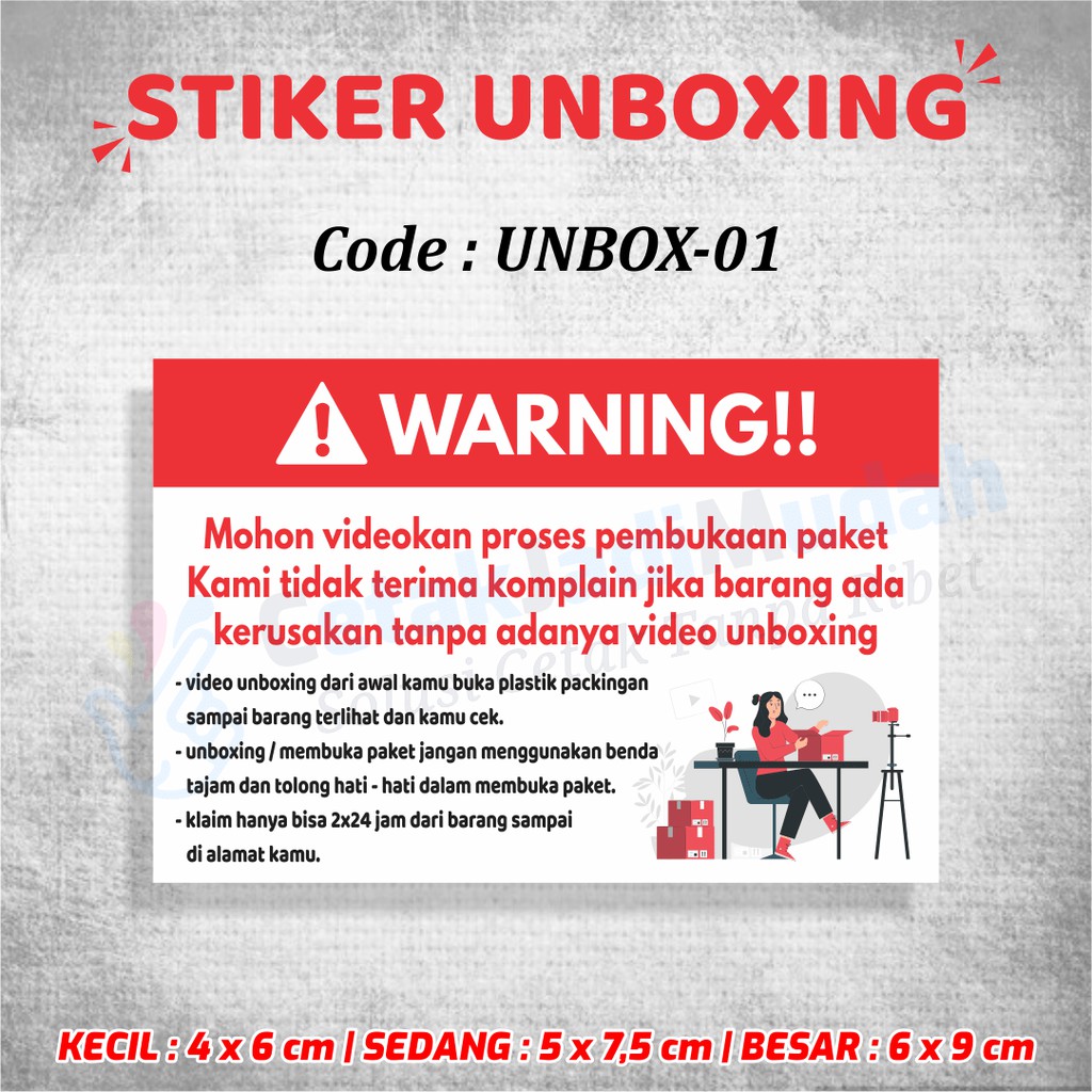 Jual Stiker Peringatan Unboxing Sticker Label Pengiriman Olshop Video ...