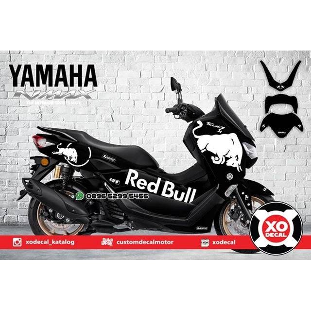 Jual DECAL STICKER YAMAHA NMAX FACELIFT NEW RED BULL BLACK DESIGN ...