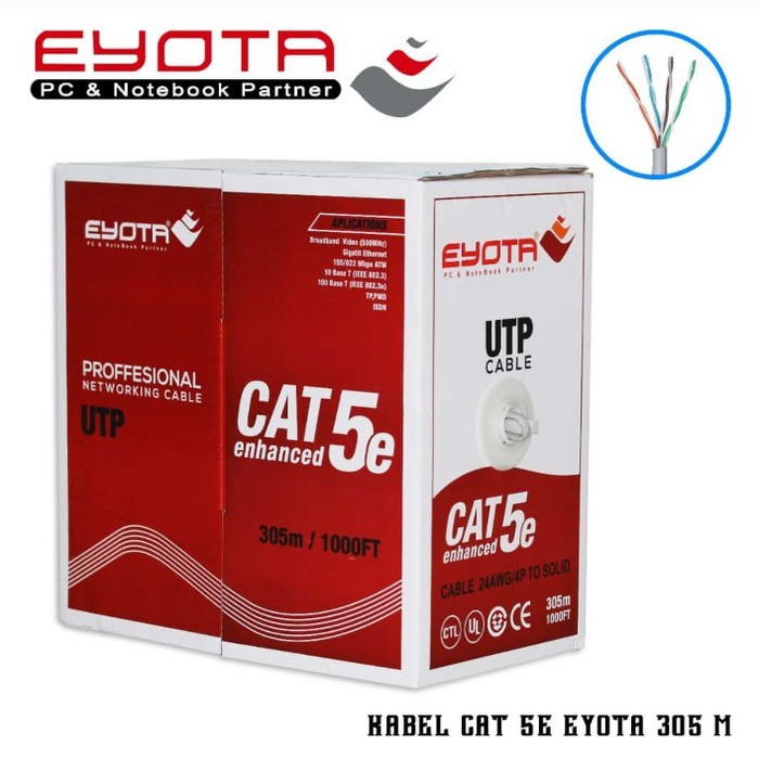 Jual KABEL LAN UTP (INDOOR) / FTP (OUTDOOR) Eyota Cat5E Cat6E / Kabel ...
