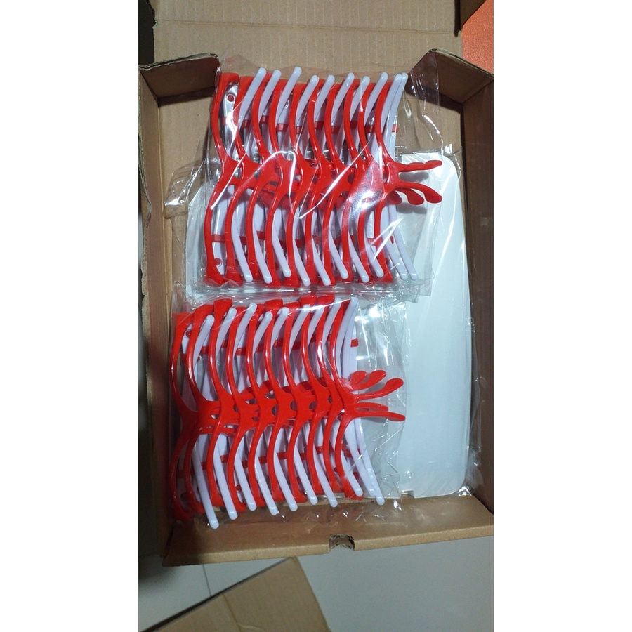 Jual Face Shield Kaca mata + mika merah putih 1 dus isi 20 set ...