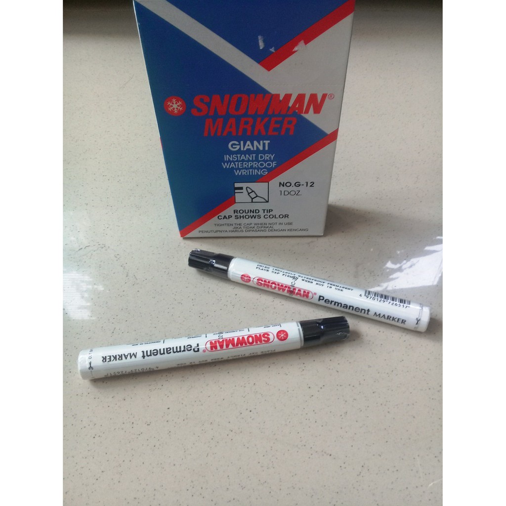 Jual Spidol Hitam Snowman Permanent Marker Giant G-12 | Shopee Indonesia
