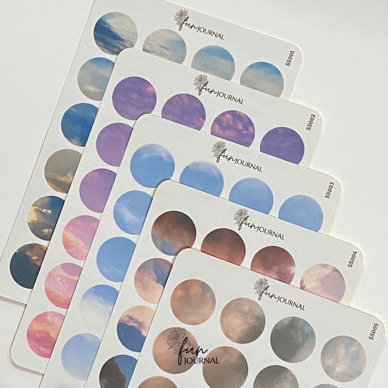 Jual SKY ROUND STICKER STIKER SHEET UNTUK JOURNAL JURNAL PLANNING ...