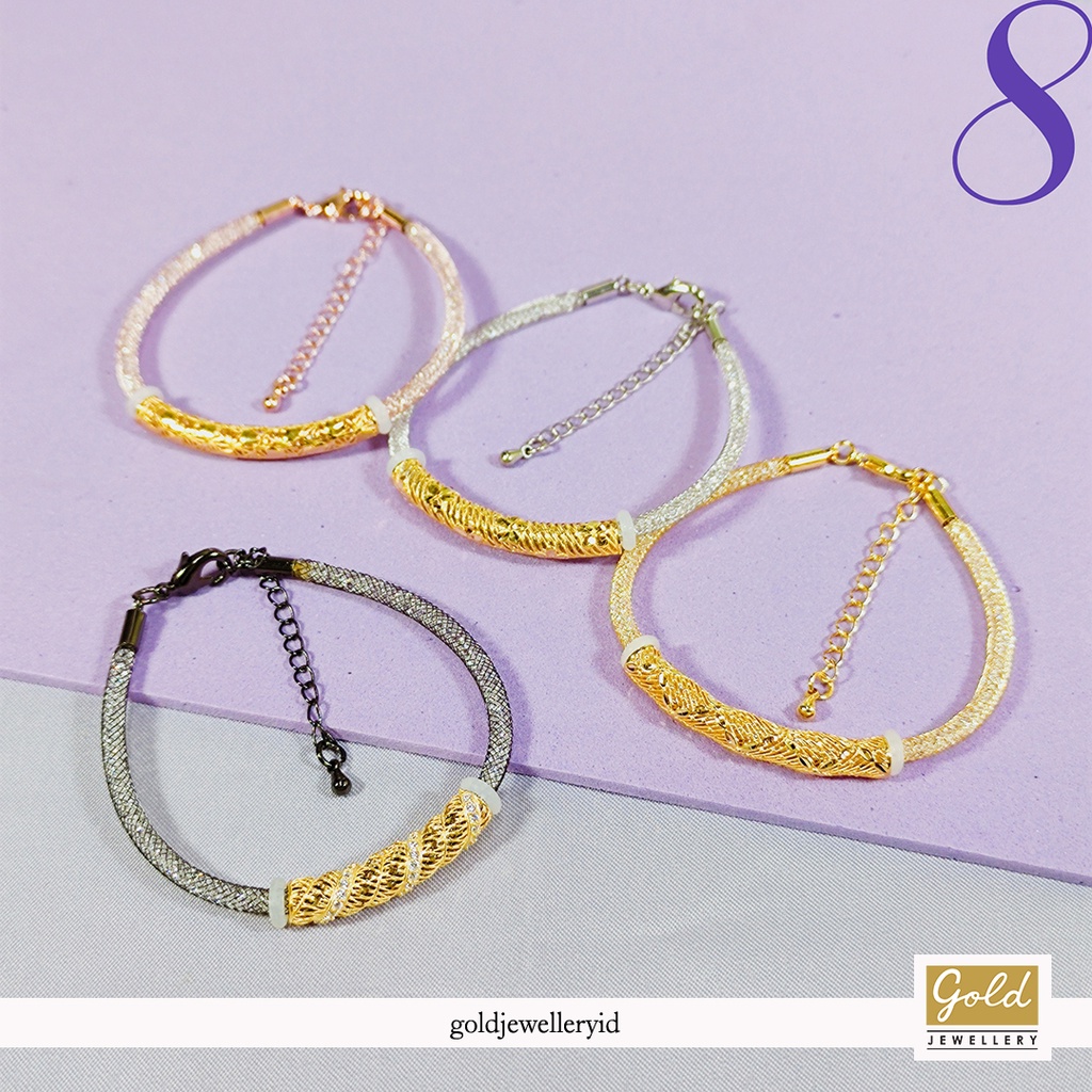 Jual Gelang tali emas kuning kadar 700 70% charm pipa tali glitter ...