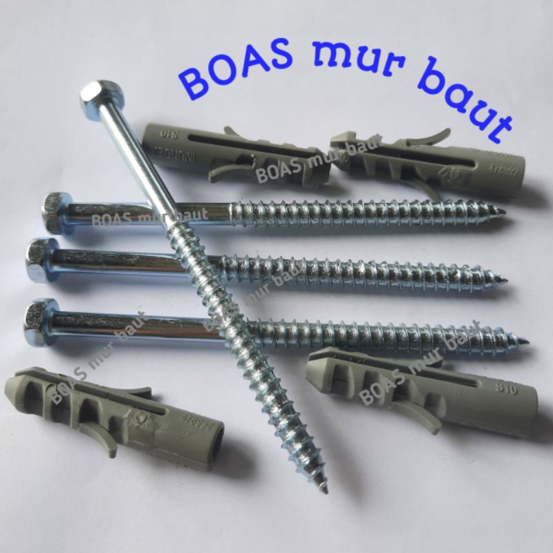 Jual Baut Tembok 10 cm + S10 isi 10 pcs Baut Tanam 1/4 x 4 boasmurbaut ...