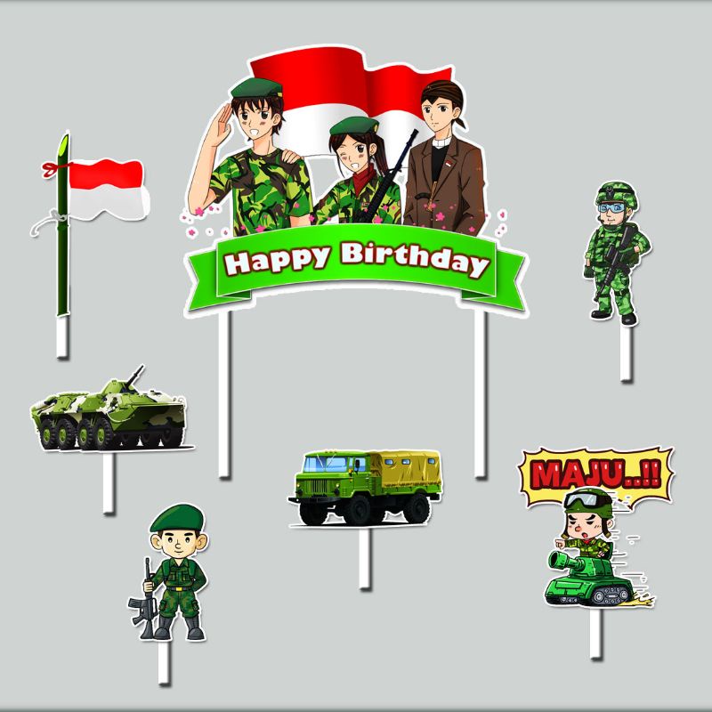 Jual Cake Topper Tentara Happy birthday | Shopee Indonesia