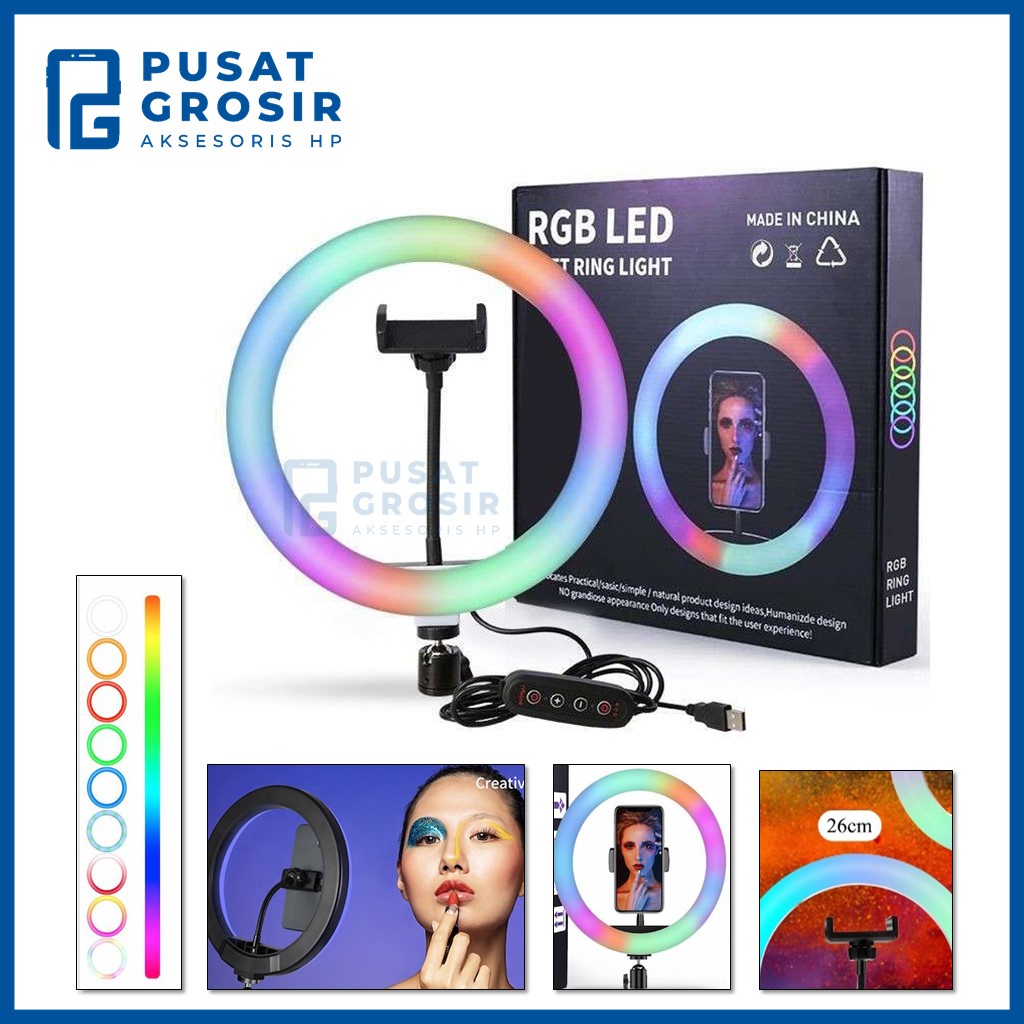 Jual Ring Light RGB 26CM Lampu selfi Cocok untuk Tiktokers Vlogger ...