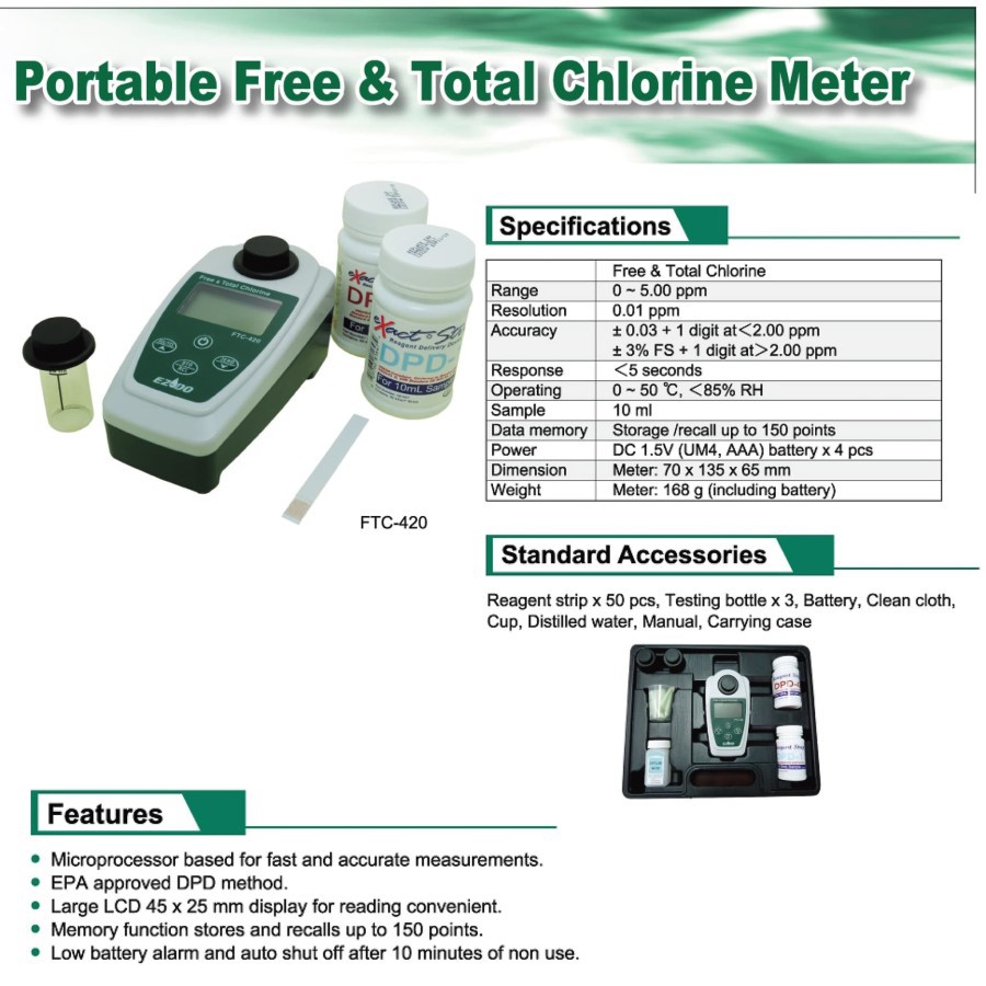 Jual Chlorine Tester - Portable Free & Total Chlorine Meter | Shopee ...