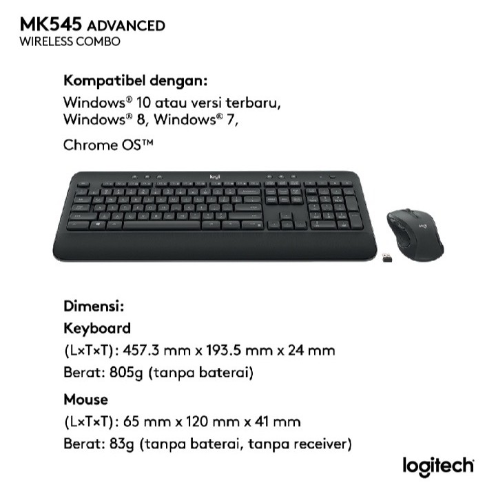 Jual Logitech Keyboard MK545 Advanced Wireless OriginaL | Shopee Indonesia