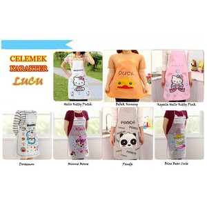 Jual Celemek Masak Lucu Karakter Kartun Hello Kitty Doraemon Panda Unik ...