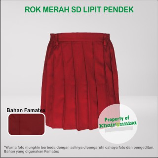Jual Seragam Sekolah Rok Merah Sd Pendek Premium Model Lipit/Rempel Merk Khairunnisa | Shopee ...