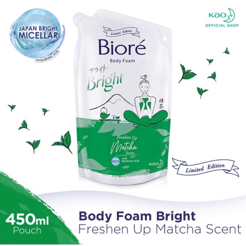 Jual Biore Bright Body Foam Freshen Up Matcha Refill 450 ml | Shopee Indonesia