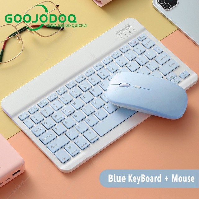Jual GOOJODOQ 9.7/10 Inch Wireless Bluetooth iPad Keyboard Dan Mouse ...