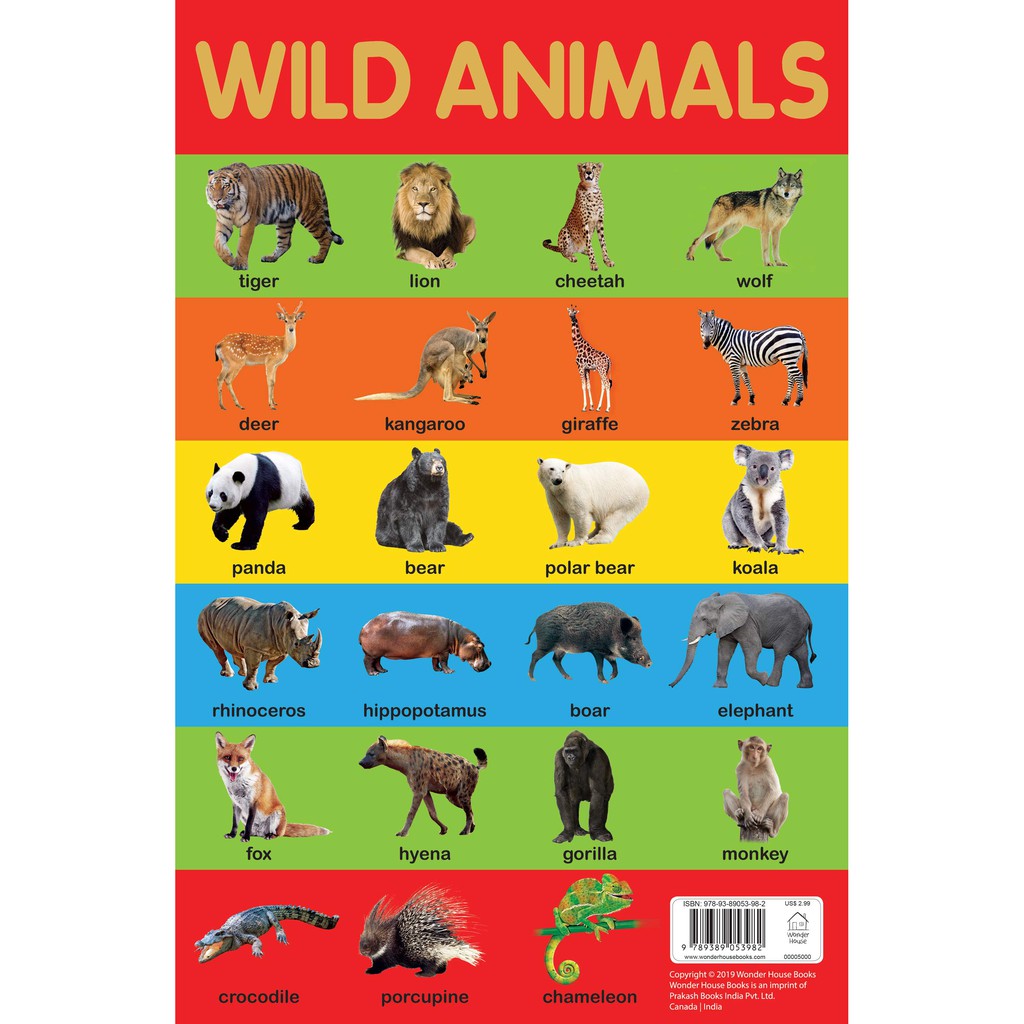 Jual Wild Animals Chart - Early Learning Educational Chart For Kids ...