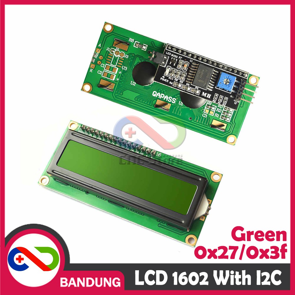 Jual LCD 1602 16X2 CHARACTER GREEN BACKLIGHT+ I2C SERIAL INTERFACE ...