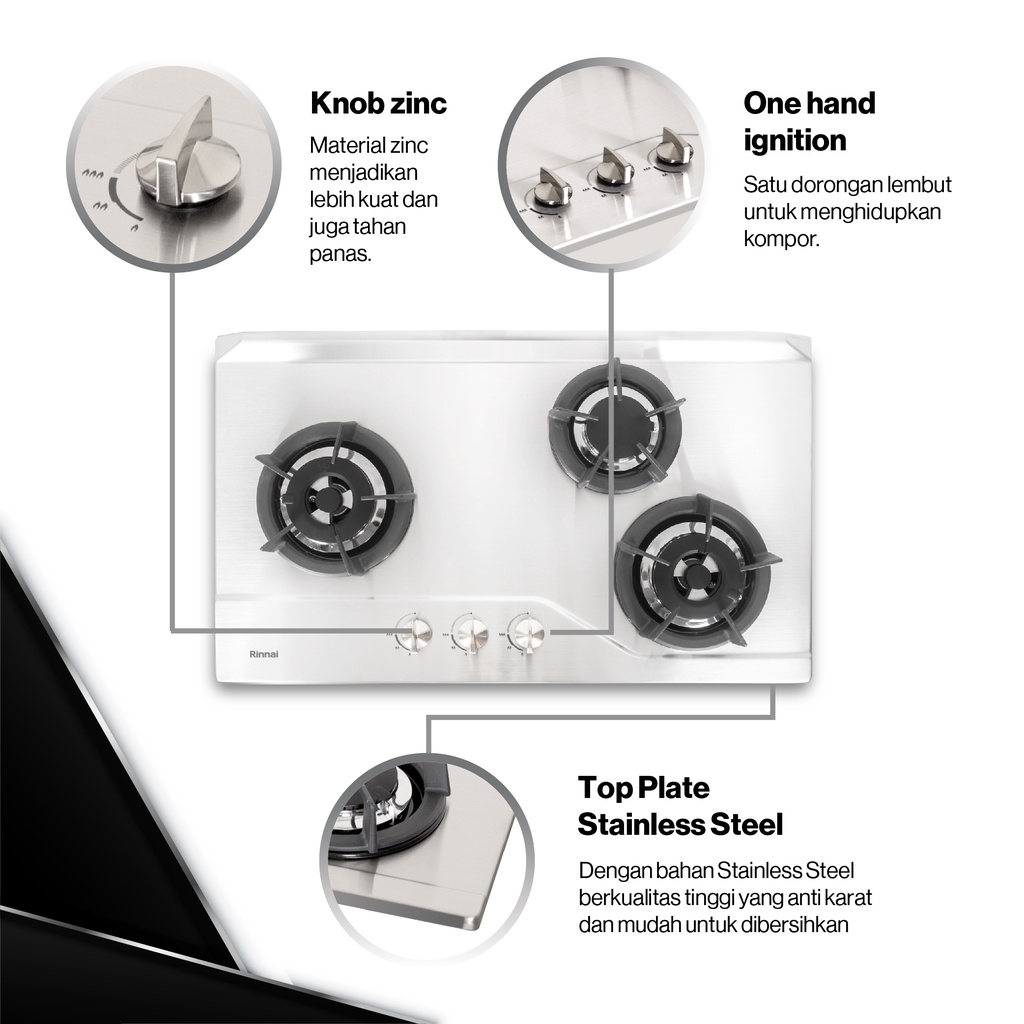 Jual Rinnai Kompor Gas Tanam RB-3SS-C Series | Shopee Indonesia