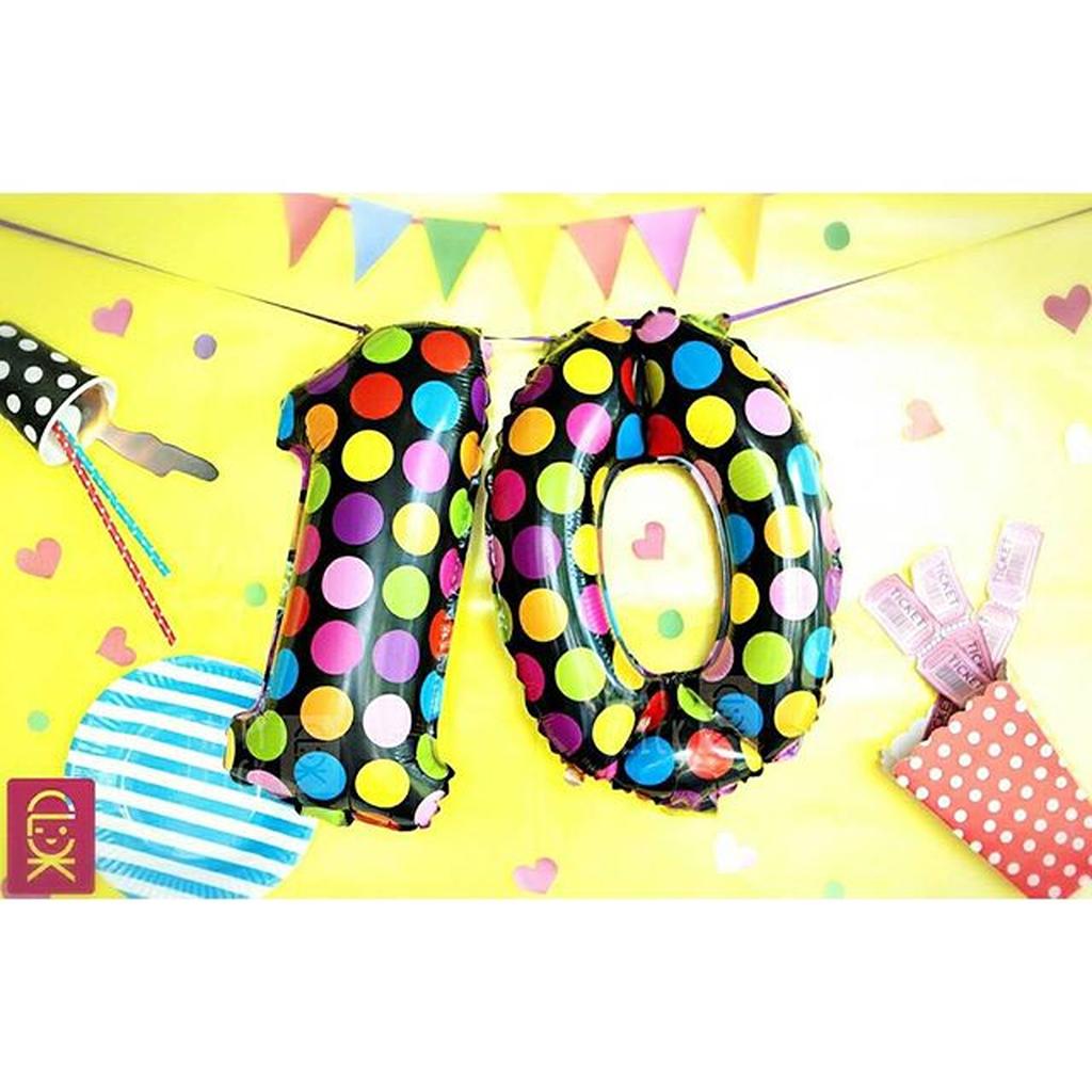 Jual Number Foil 16" / Balon Angka 16" (POLKADOT / GOLD / SILVER ...