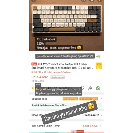 Jual [ Preloved Keycaps ] Pbt 125 Tombol Xda Profile Pbt Ember Sublimasi Keyboard Mekanikal ...