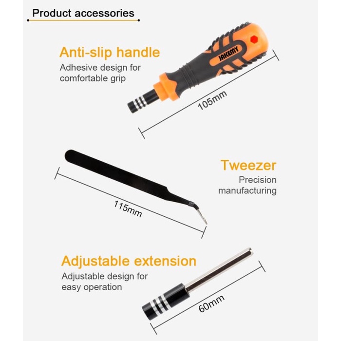 Jual Tools-Hand- Jakemy 33 In 1 Obeng Set - Jm-8160 Computer Laptop ...