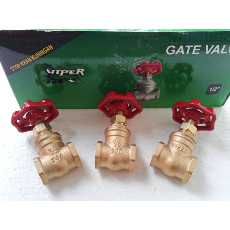 Jual KUNINGAN GATE VALVE 1/2 inch Drat Stop Kran | Shopee Indonesia