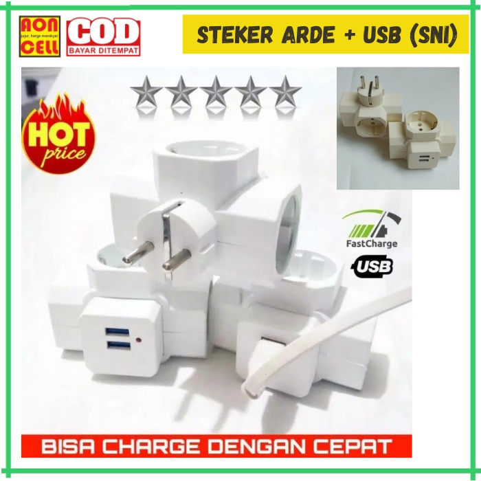 Jual Colokan Steker T Arde 2 USB Port SNI Kuningan Asli Multifungsi ...