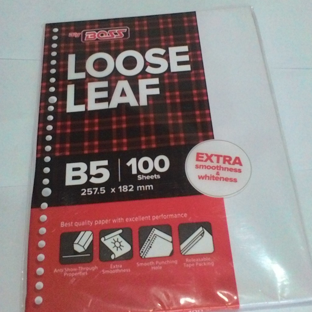 Jual Loose Leaf B5-100 Big Boss Polos / isi kertas binder file perpak (100lembar) | Shopee Indonesia