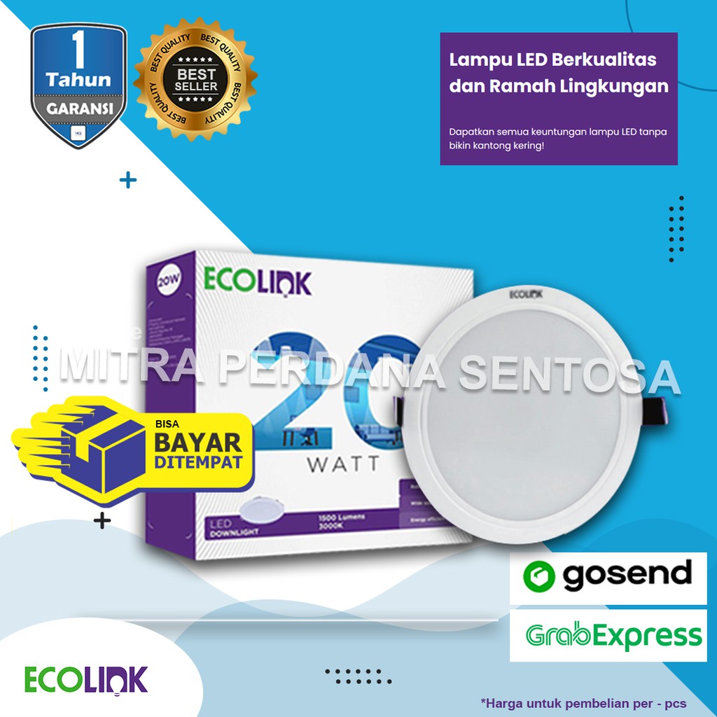 Jual Lampu Downlight LED Panel Tipis Bulat Inbow Down Light ECOLINK 20 ...