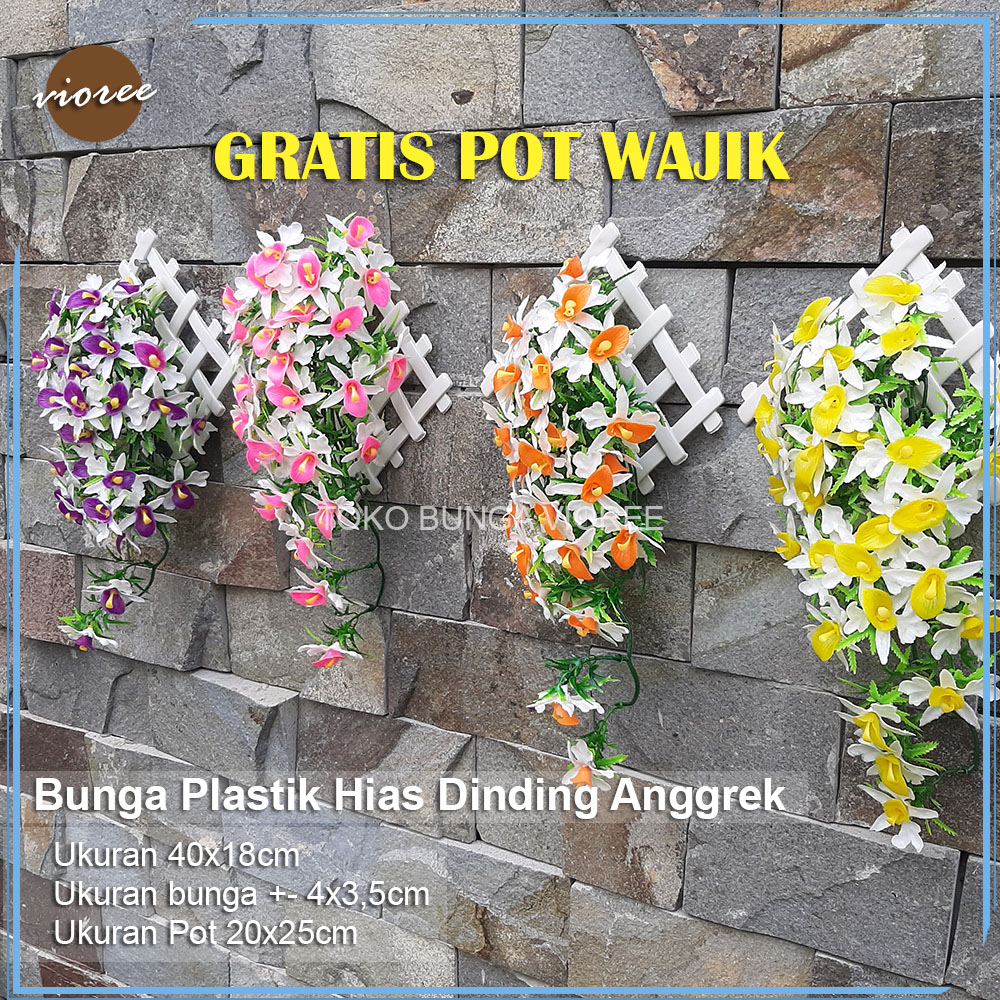 Jual [Vioree] Bunga Rambat Plastik ANGGREK Hiasan Dinding Tempel Tembok ...
