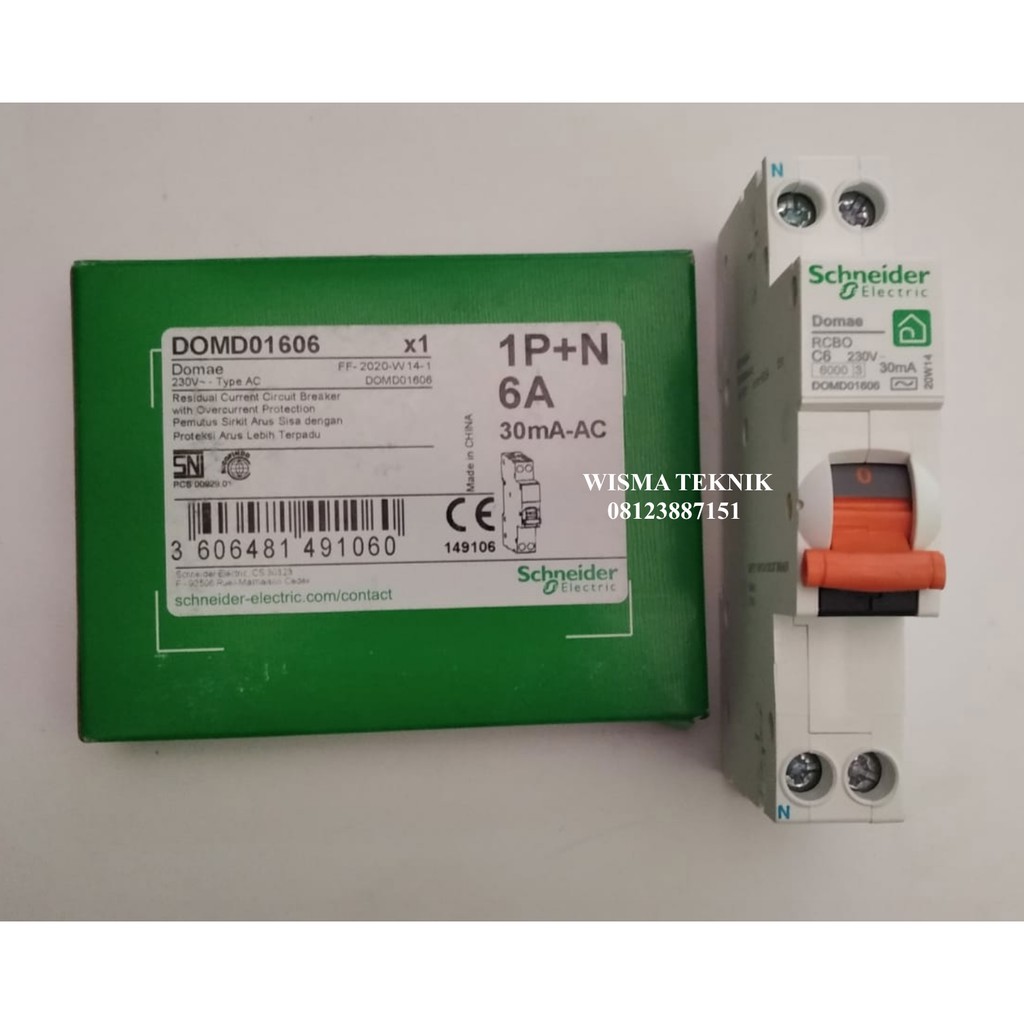 Jual RCBO SCHNEIDER Slim Domae 1P+N (MCB+ELCB) 6A - DOMD01606 | Shopee Indonesia