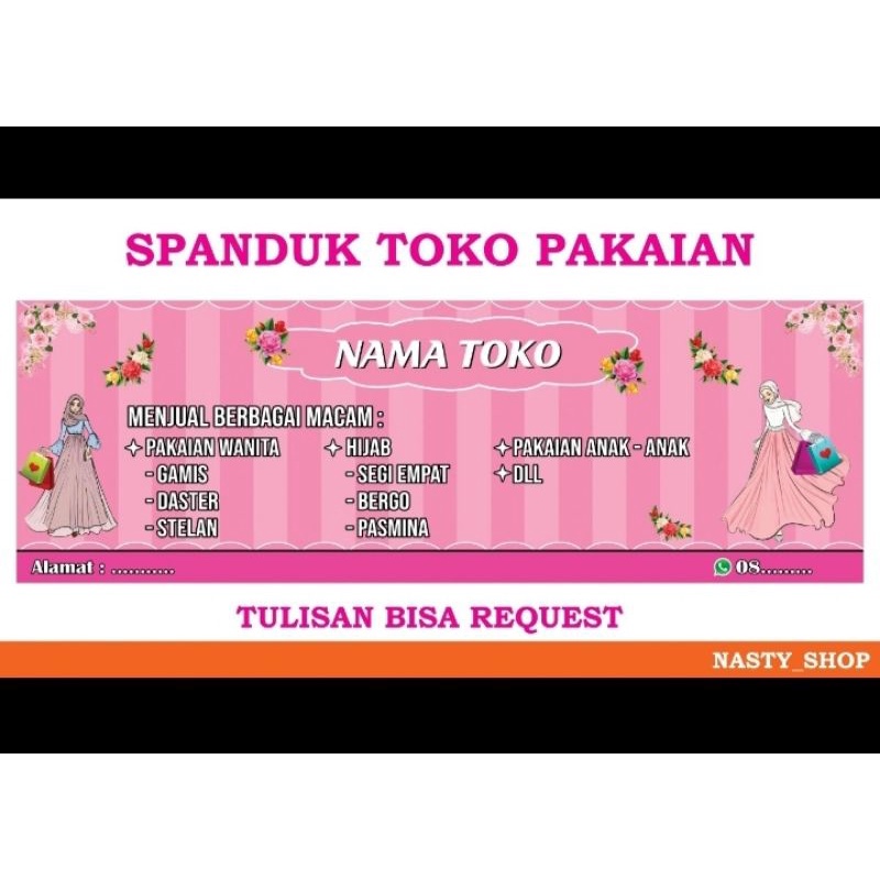 Jual spanduk grosir pakaian bisa custom ukuran, gamabr dan tulisan ...