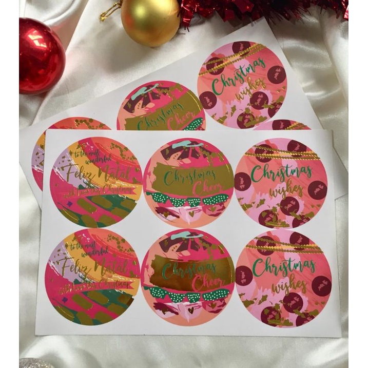 Jual sticker natal sticker label toples kue natal sticker bulat dus ...